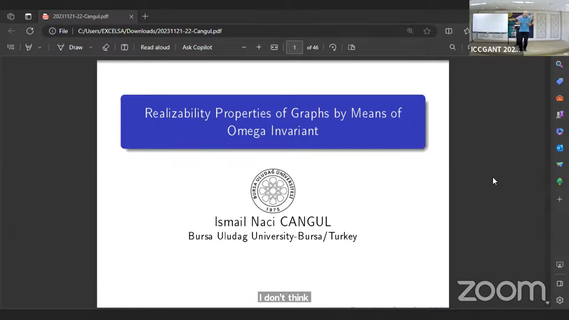 The 7th ICCGANT 2023 Day 1 – PUI-PT Combinatorics and Graph